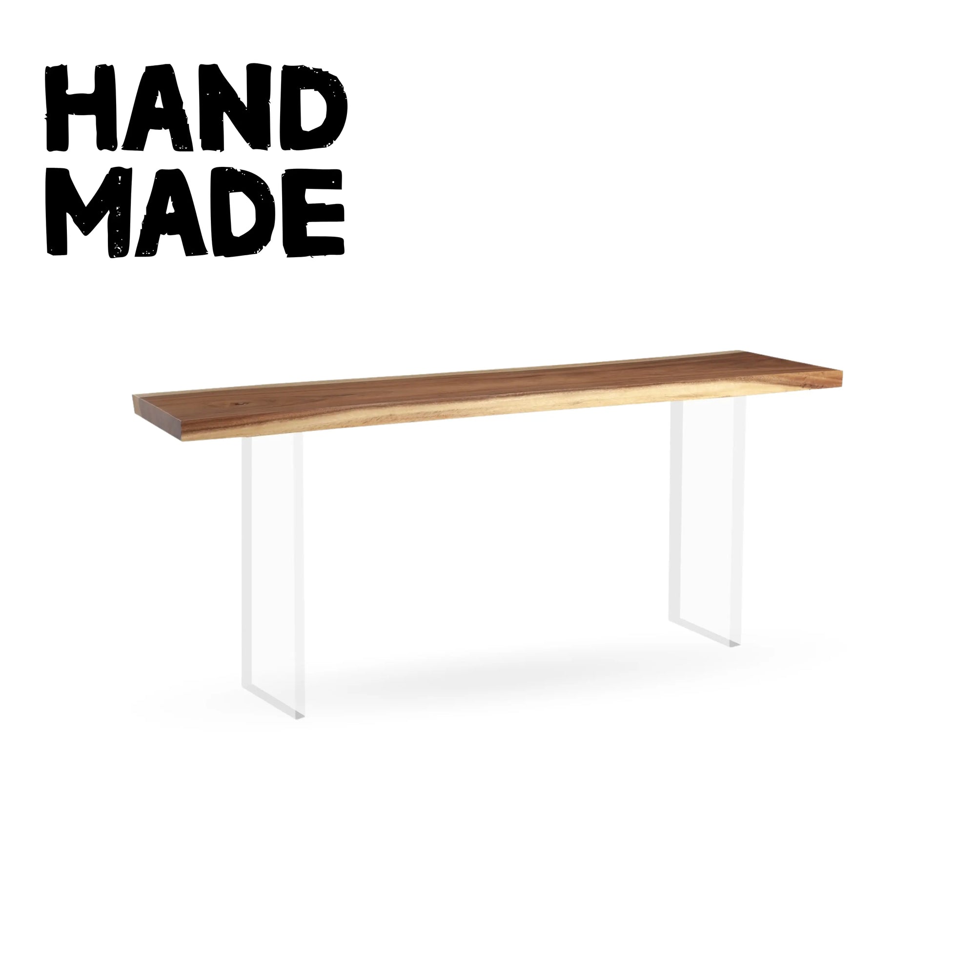 The Floating Live Edge Wood Console Table with Clear