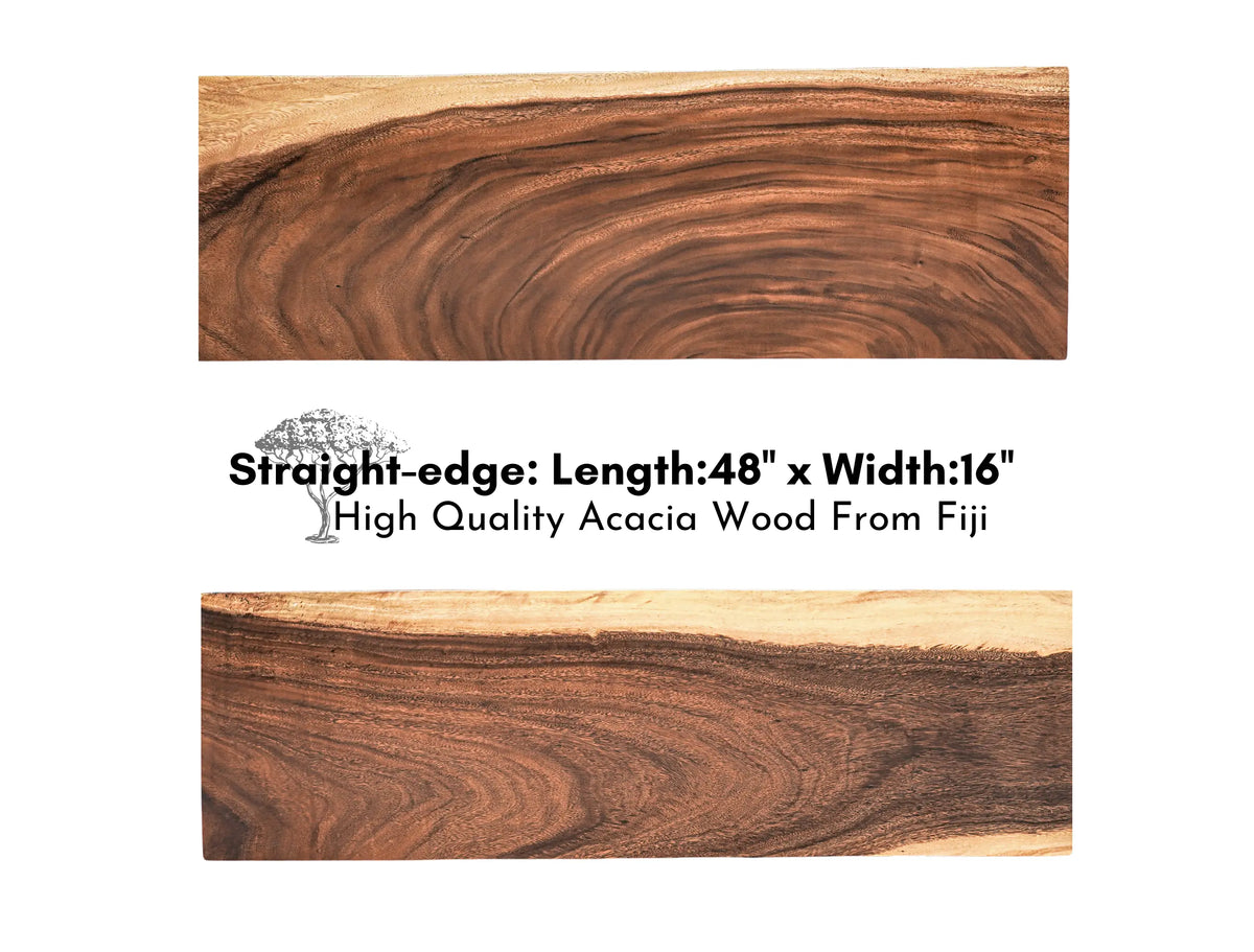 The Floating Live Edge Wood Console Table with Clear